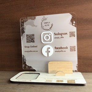 Social Media & Square Reader Holder Stand (acrylic and Wood ...