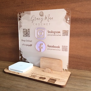 Social Media & Square Reader Holder Stand (acrylic and Wood ...
