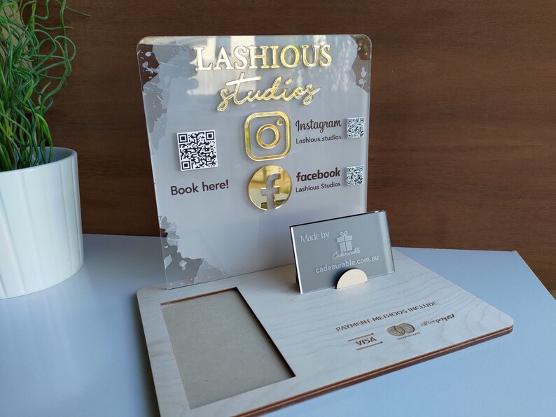 Social Media and Square Terminal Holder Stand (acrylic & Wood ...