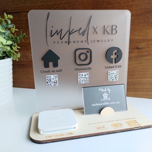 Frosted Social Media & Square Reader Holder Stand (acrylic and Wood ...