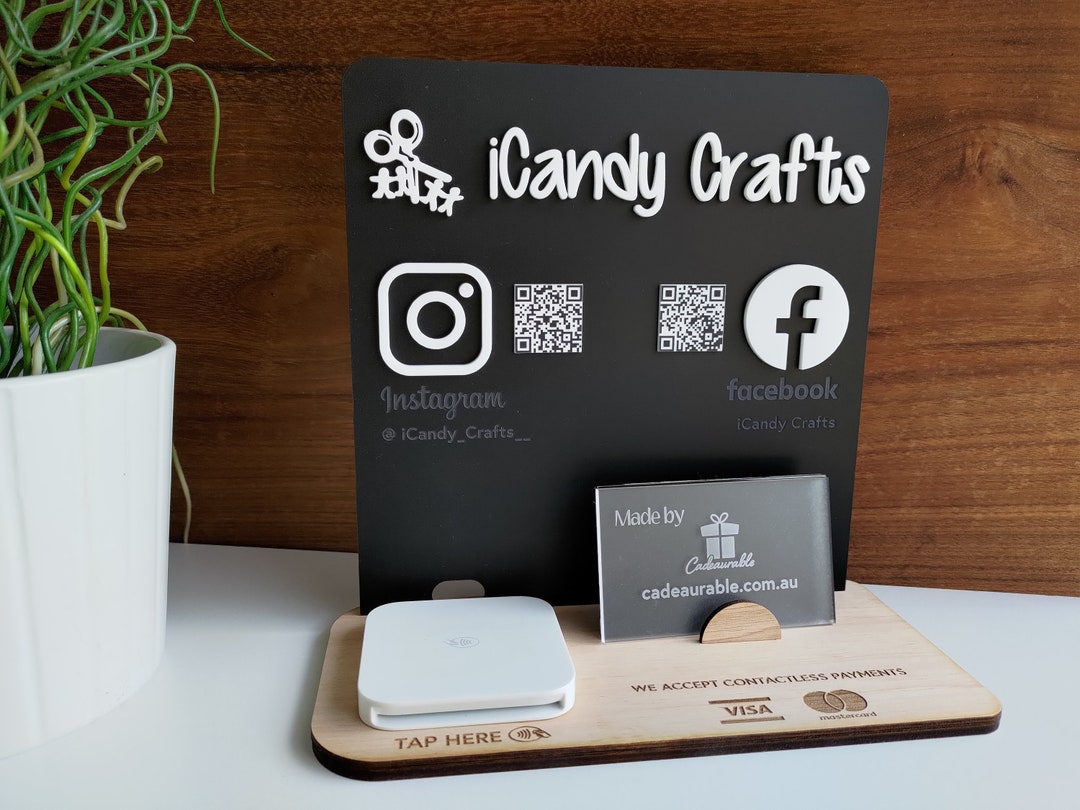 Solid Black Two Social Media & Square Reader Holder Stand acrylic and ...