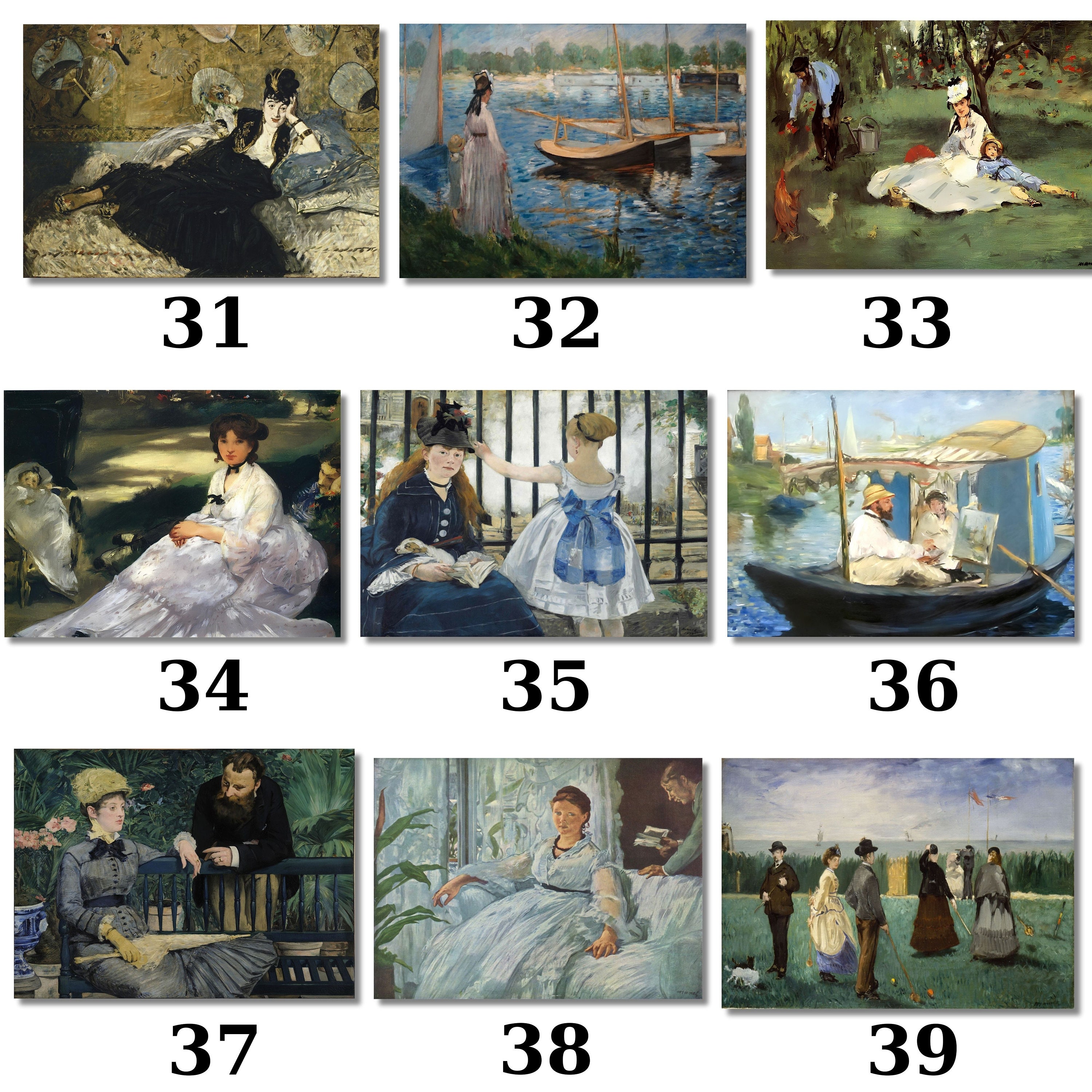 Set of 3 Edouard Manet Reproduction Canvas Wall Art Print,modern Wall ...