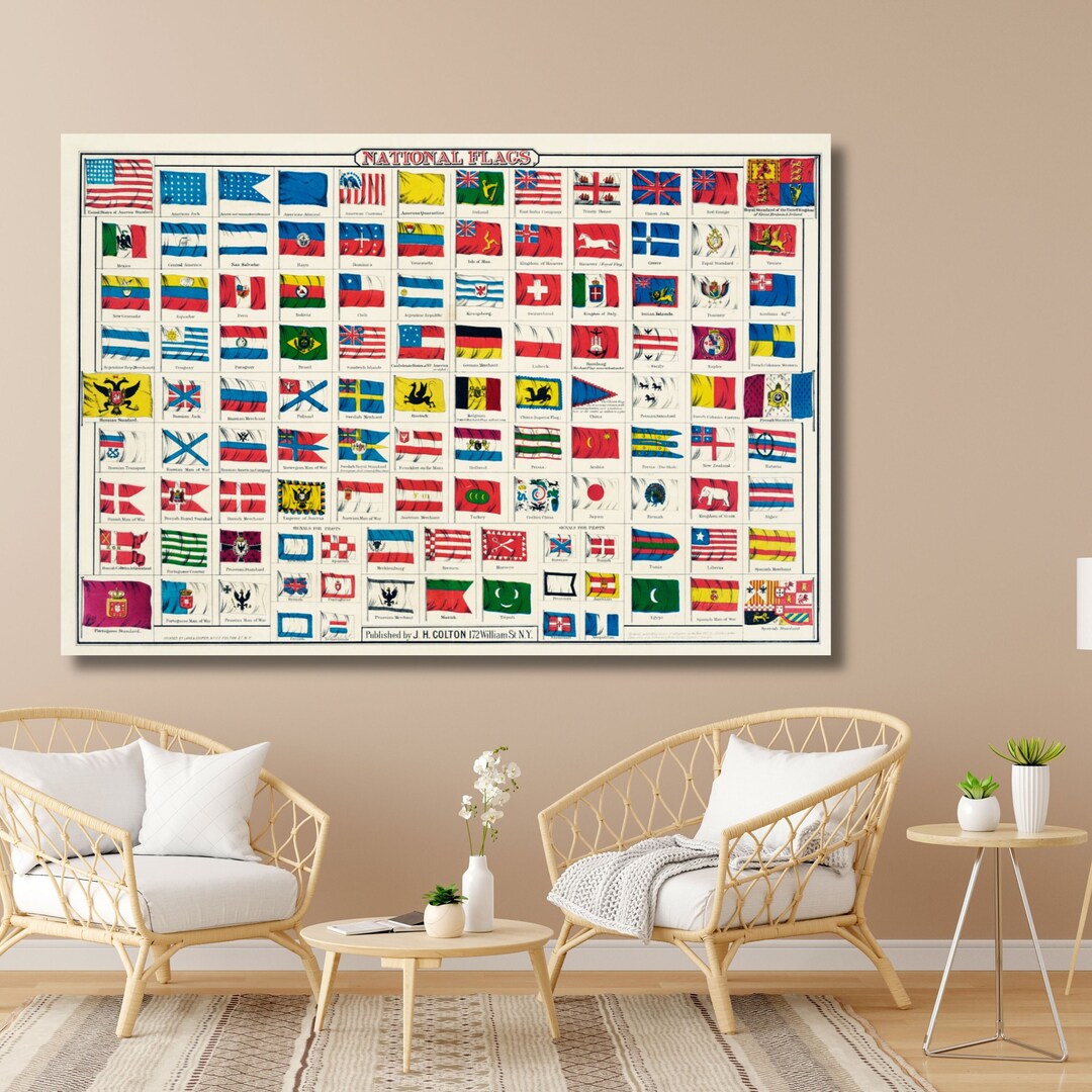 National Flags by an Unknown Artis Canvas Wall Art Flags of the World ...