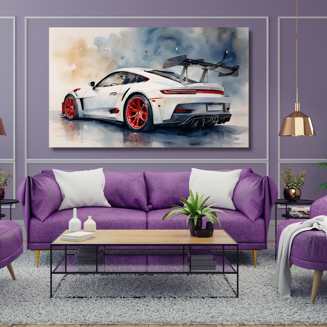 Porsche Watercolor Efex Canvas Print Porsche Wall Art Sport Car Print ...