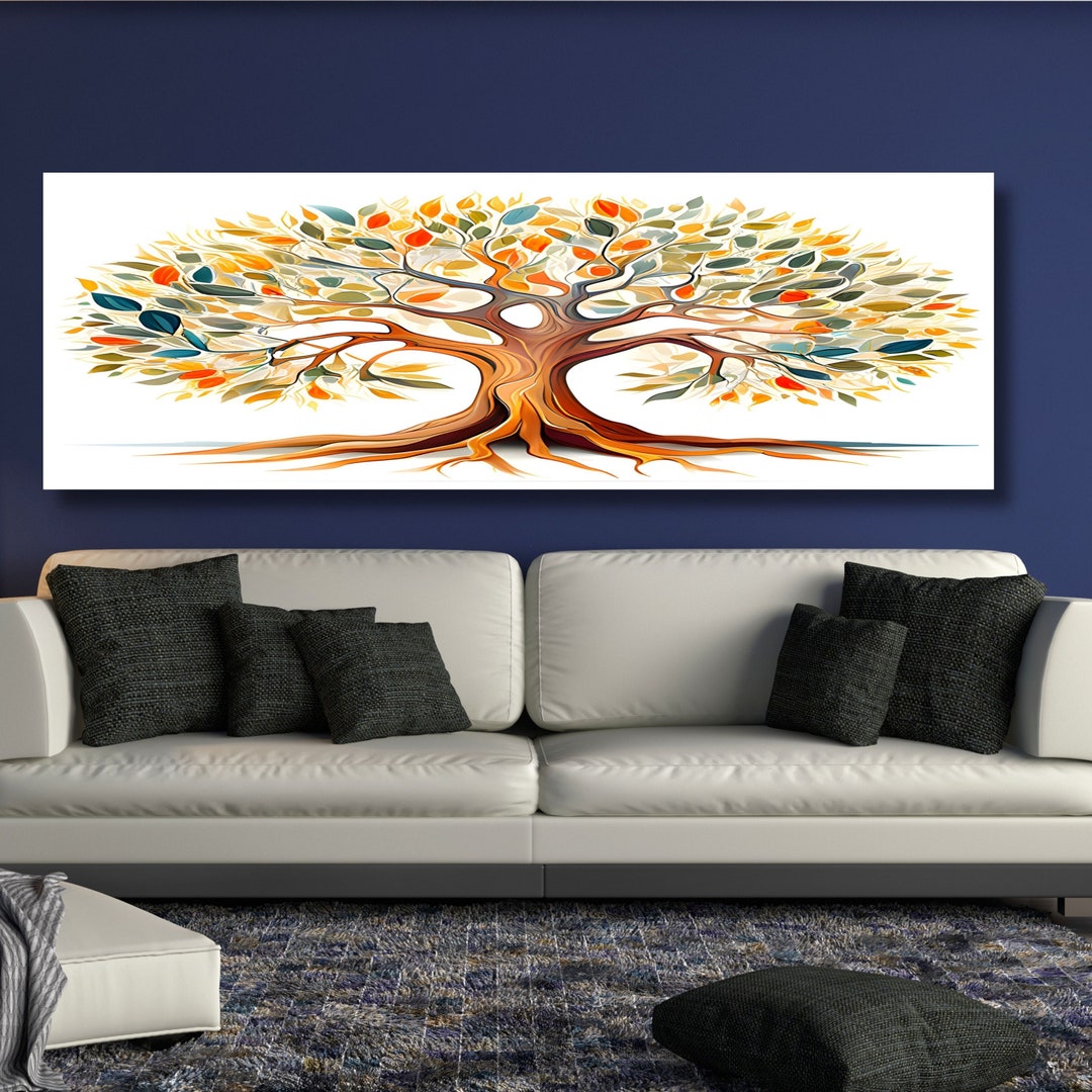 Tree of Life Canvas Wall Art, Large Tree Painting Abstract Yggdrasil ...