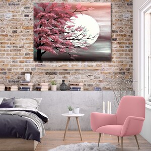 Tree Landscape Art Tree and Full Moon Canvas Wall Art Full Moon Canvas ...