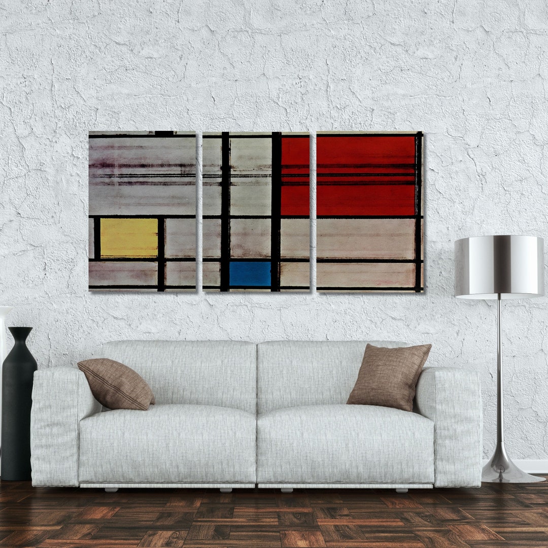 Set of 3 Piet Mondrian Canvas Wall Art Print Modern Gallery Wall Set ...