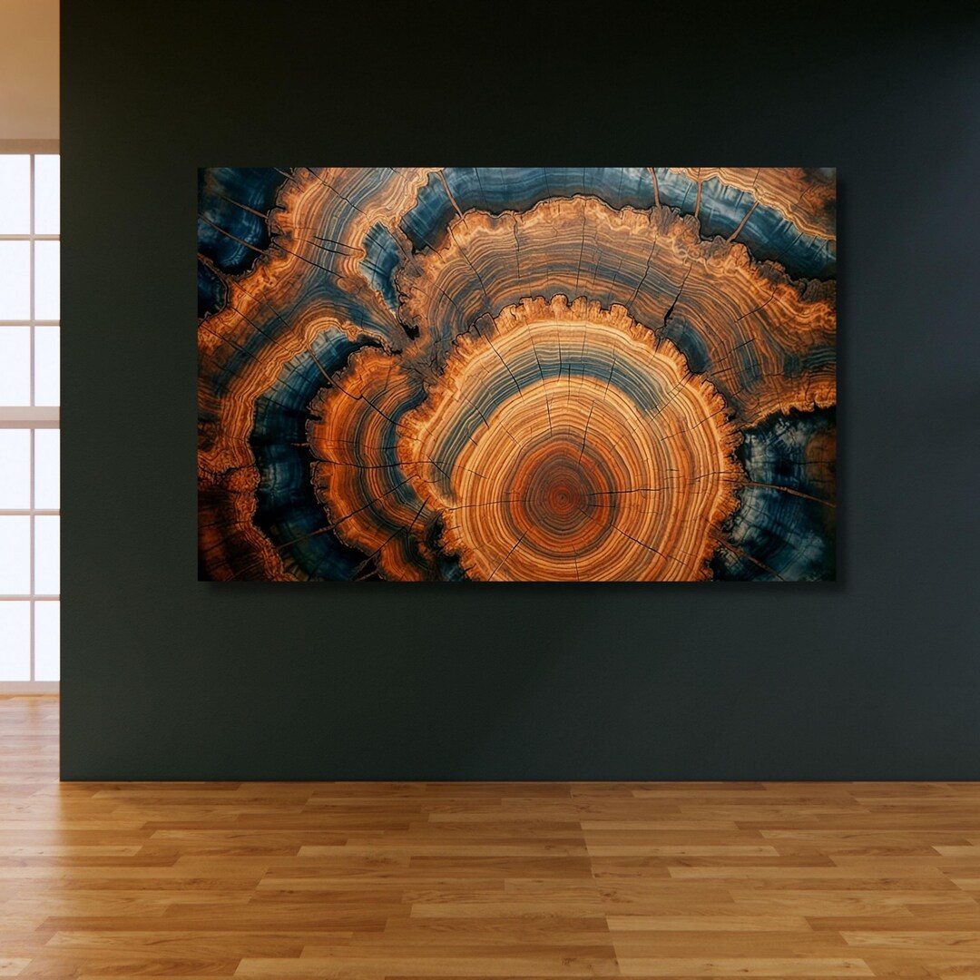 Tree Ring Canvas Wall Art, Abstract Colorful Tree Ring Wall Decor ...