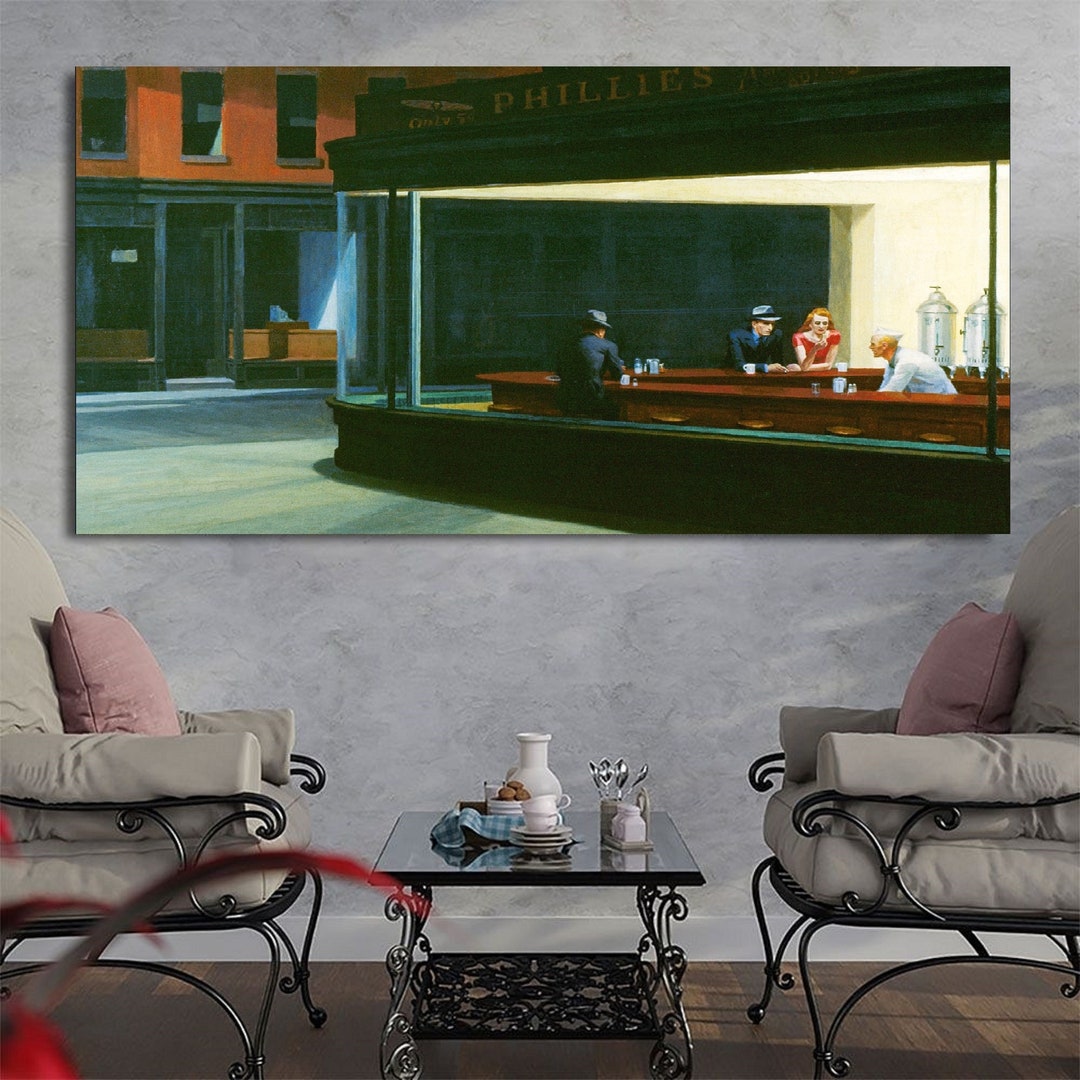 Edward Hopper Nighthawks Canvas Wall Art Edward Hopper Poster ...