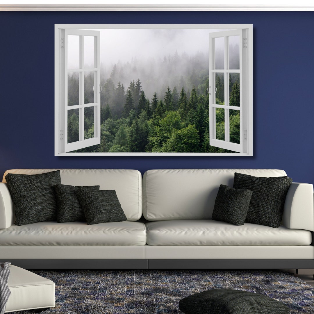 Window View Canvas Open Window Canvas Forest Wall Art Canvas Wall Art ...