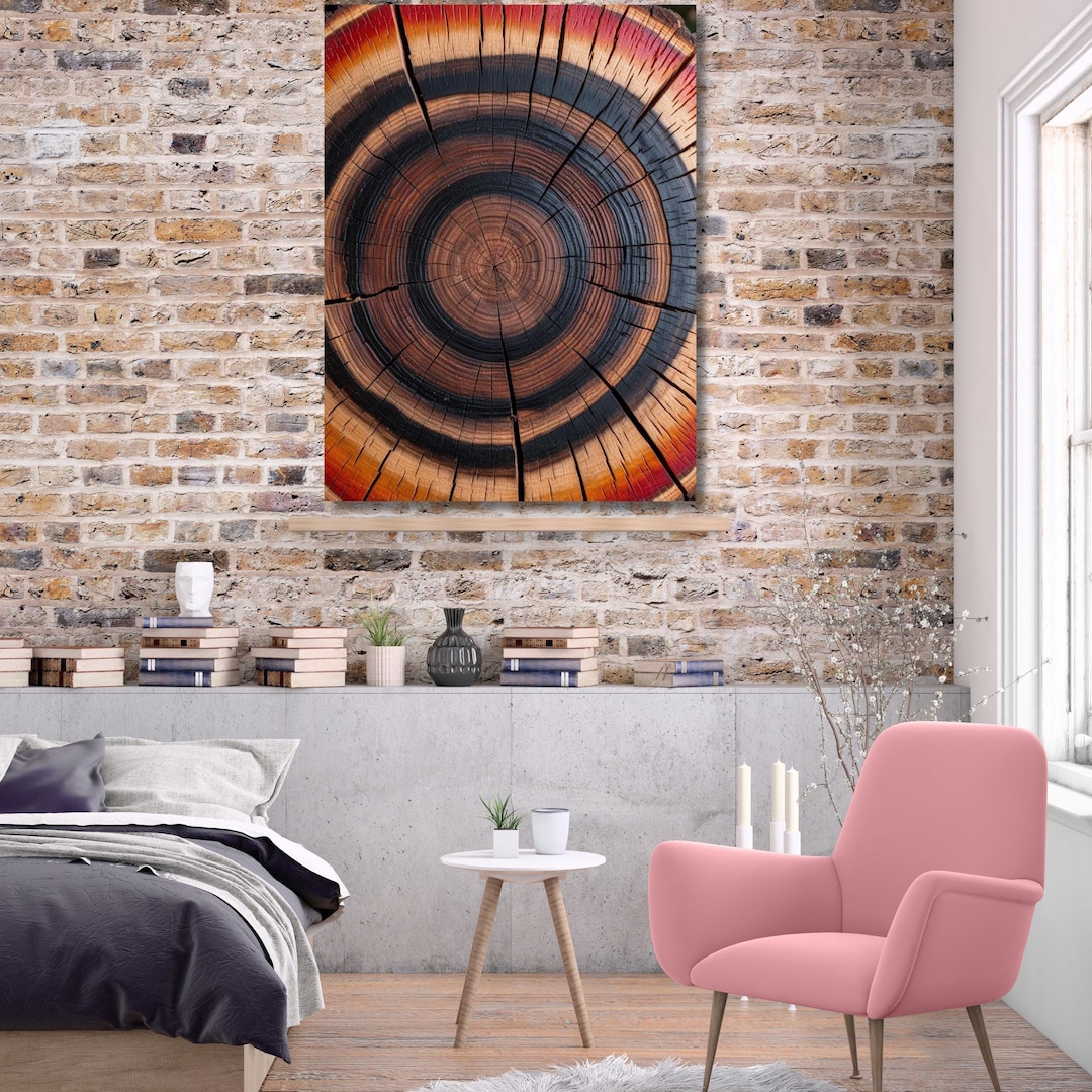 Tree Ring Canvas Wall Art, Colorful Tree Ring Wall Decor, Minimalist ...