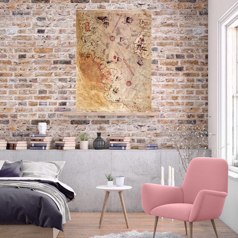 Piri Reis Map Canvas Wall Art Map Poster Vintage Map Art Piri Reis Art ...
