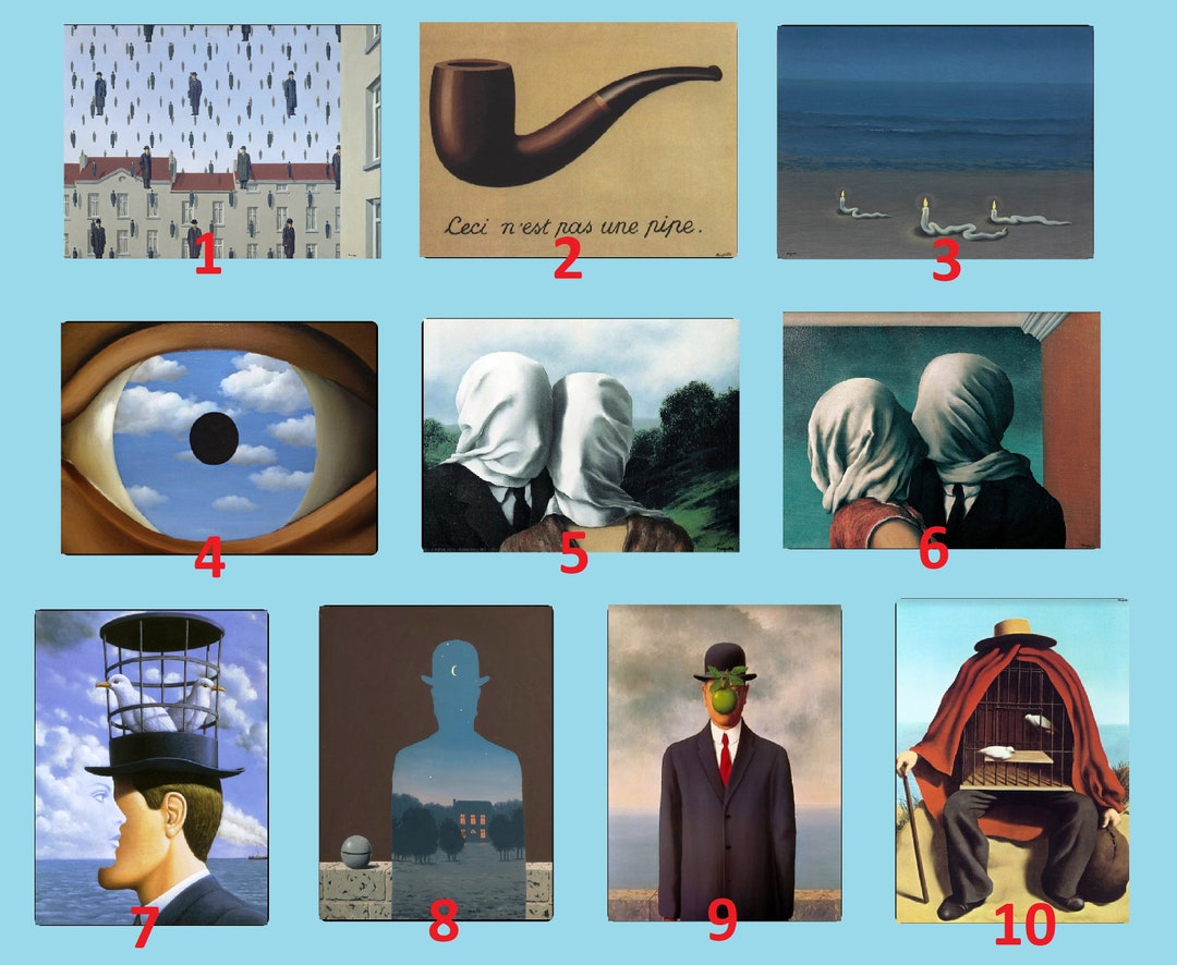 Set of 2 Rene Magritte Reproduction Canvas Wall Art Print,modern Wall ...