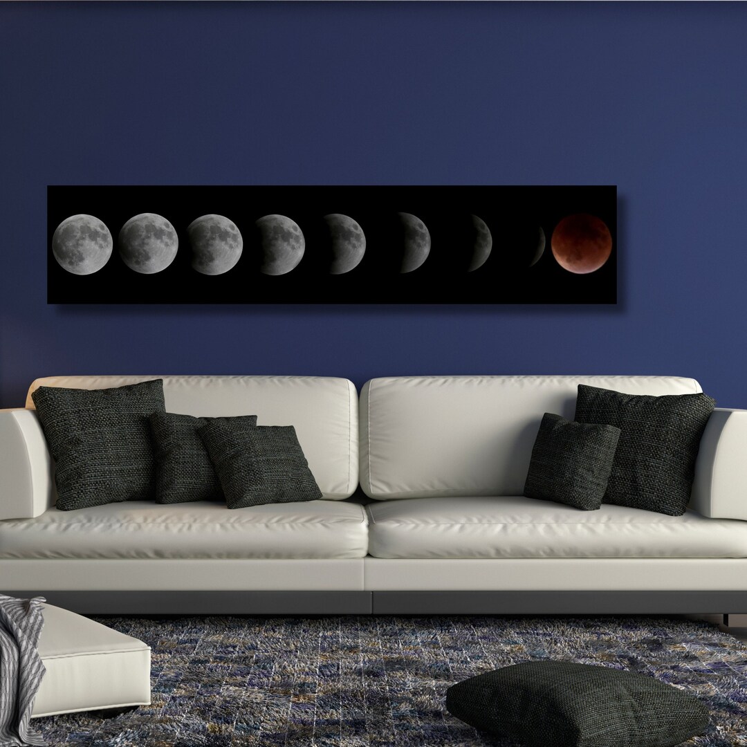Moon Canvas Wall Art Moon Phases Canvas, Lunar Eclipse Canvas Art, Moon ...