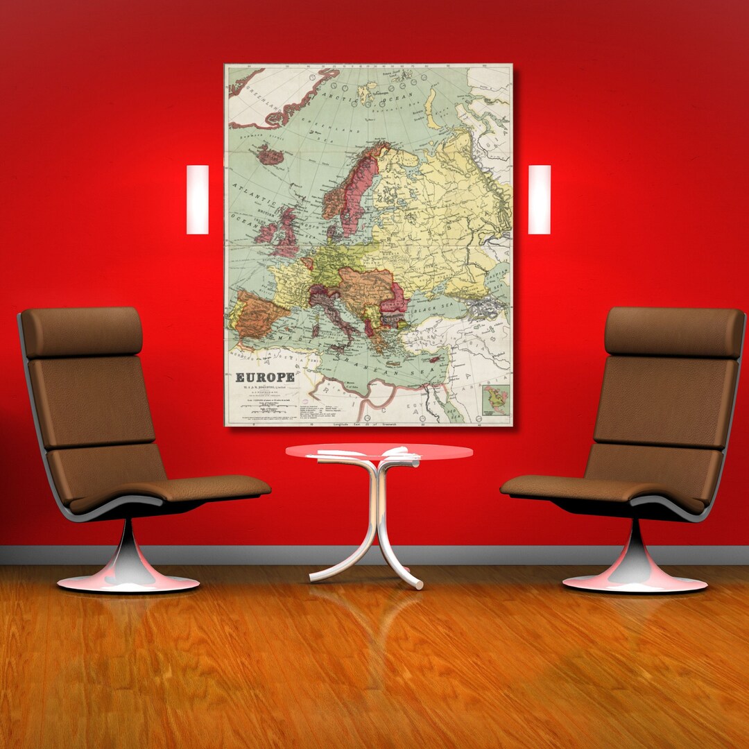 Europe Map Canvas Wall Art Large Maps Europe History Map Vintage ...