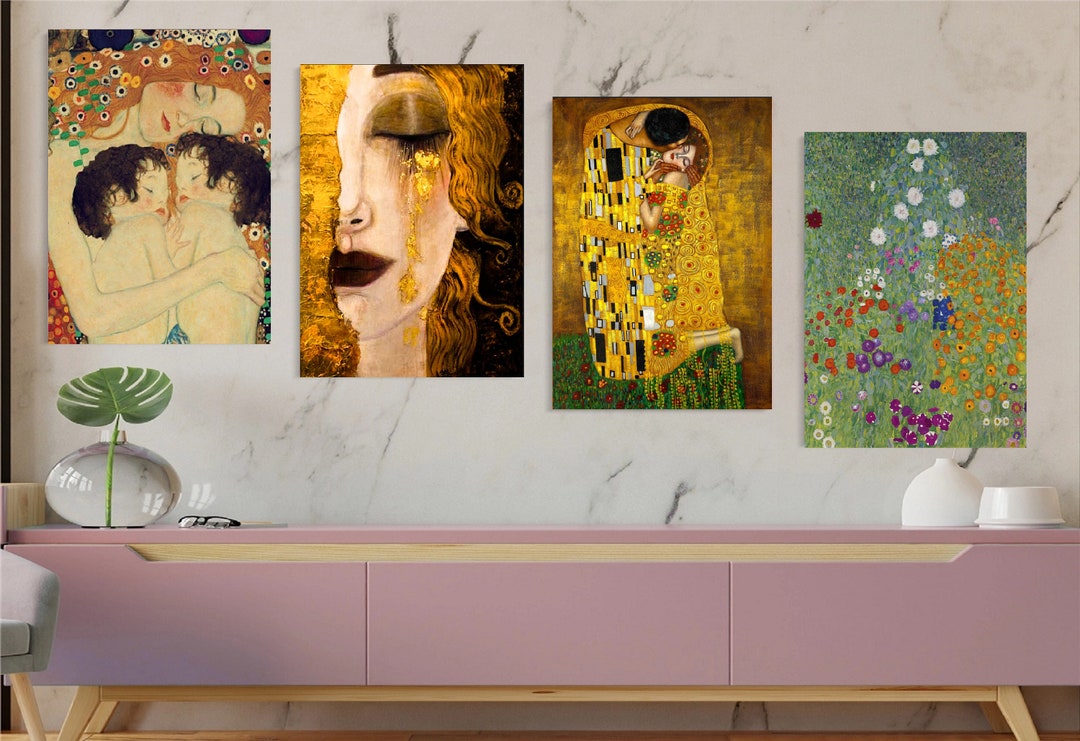 Set of 4 Gustav Klimt Canvas Wall Art Gustav Klimt Poster Gallery ...