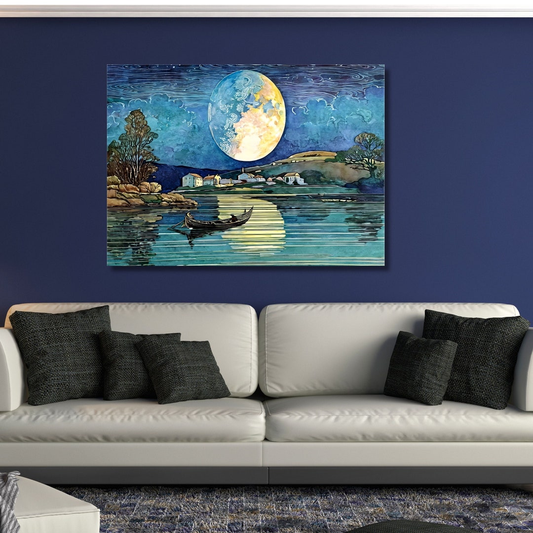 Landscape Moon Giant Moon SKY Landscape Print on Canvas Large Ready to ...