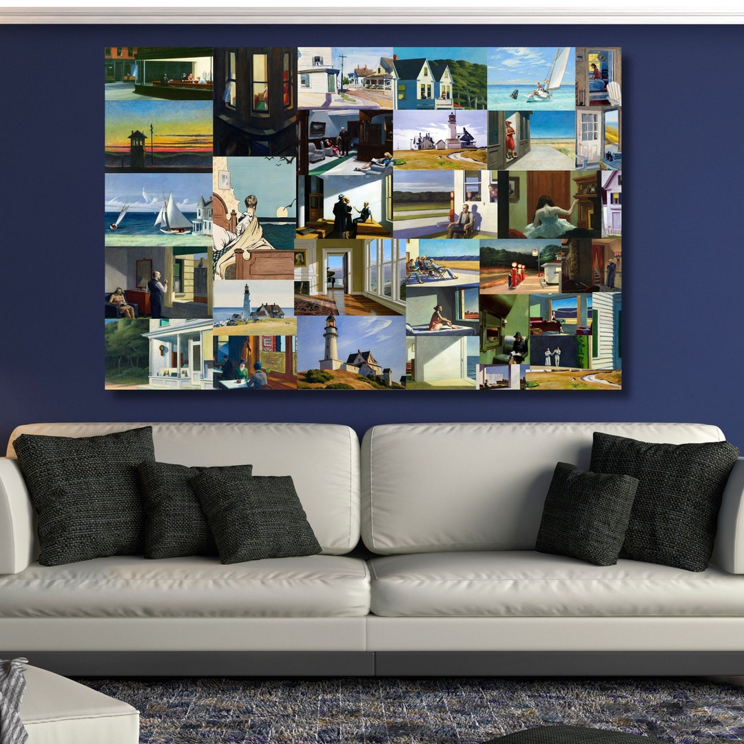 Collage Edward Hopper Canvas Wall Art,modern Wall Art,edward Hopper ...