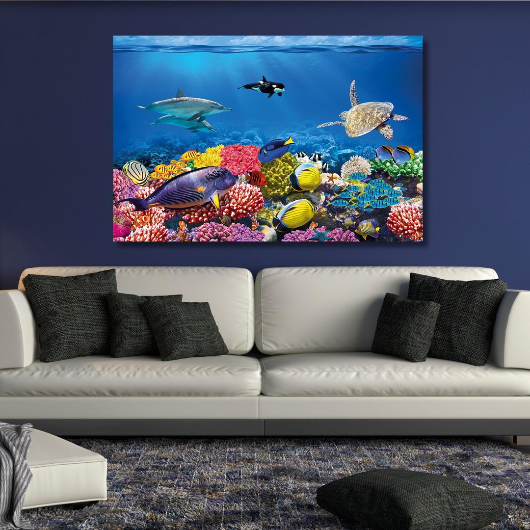 Fish Tank Water Canvas Wall Art Aquarium Canvas Paintings Fishes Canvas ...