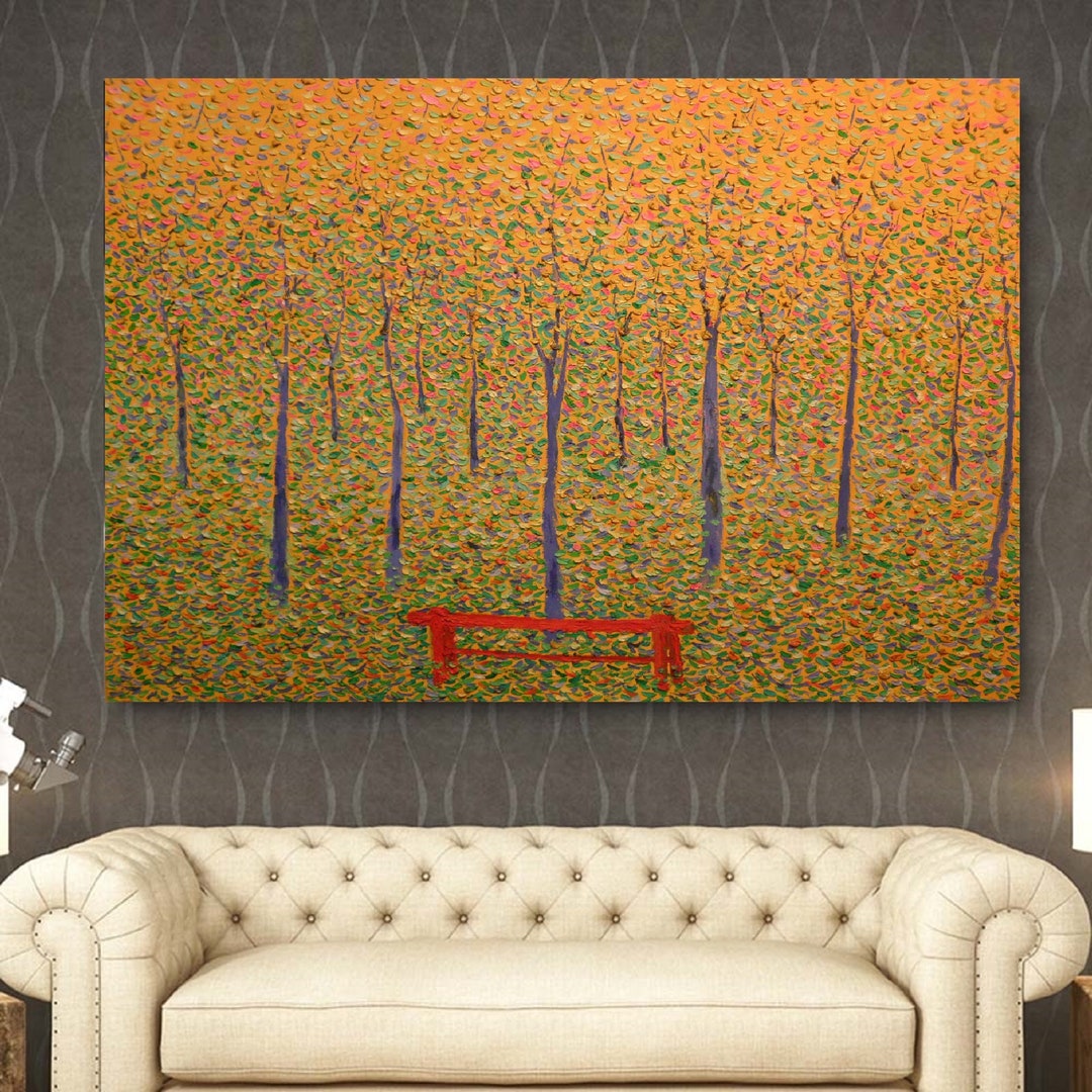 Georges Seurat Canvas Wall Art Red Park Bench Giclee Wall Art Georges Seurat Reproduction Decor ...