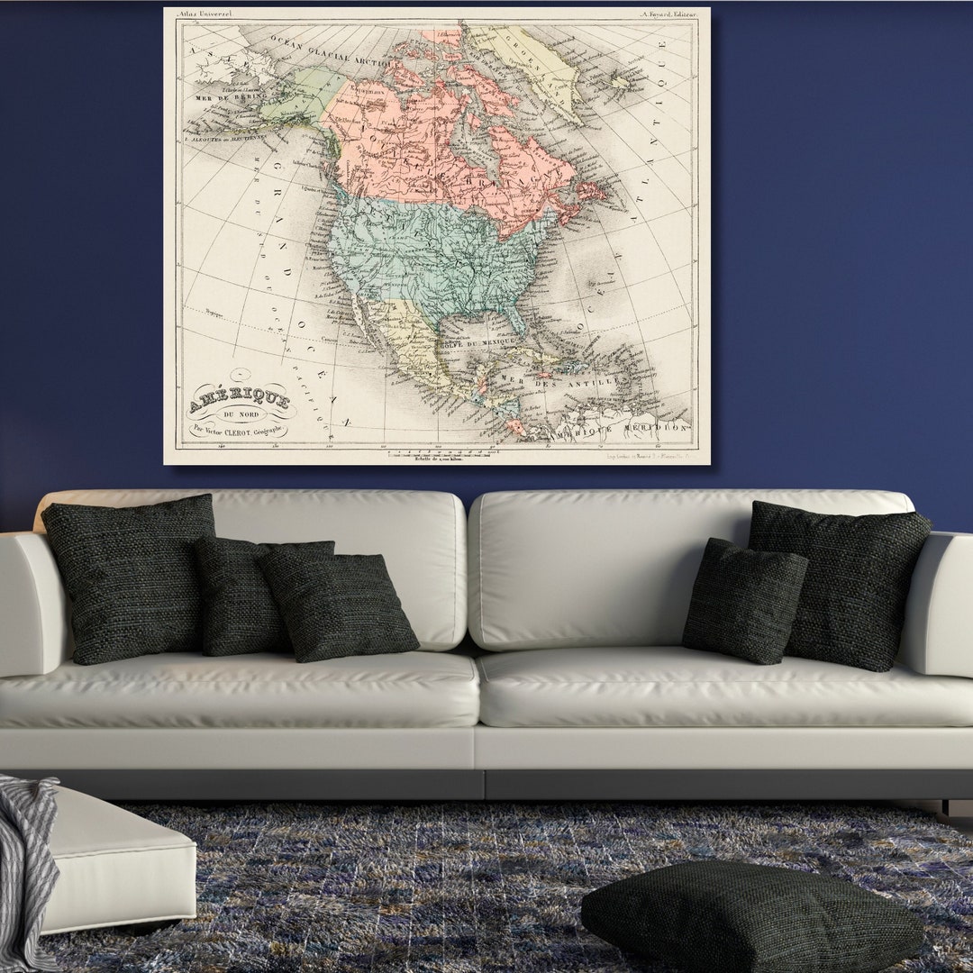 Amerique Du Nord From Atlas Universel by Arthème Fayard, Pseudonyme F ...