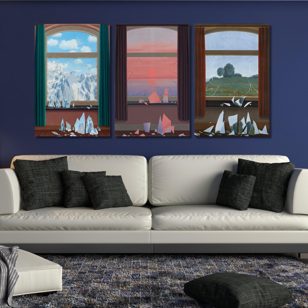 Set of 3 Rene Magritte Reproduction Canvas Wall Art Print,the World of ...