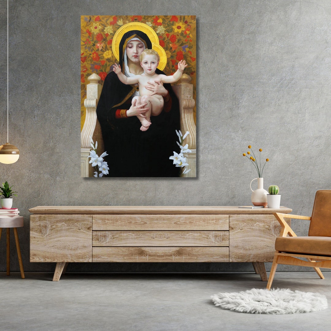 The Madonna of the Lilies by William Bouguereau Canvas Wall Art Gallery Wrapped Giclee Print ...