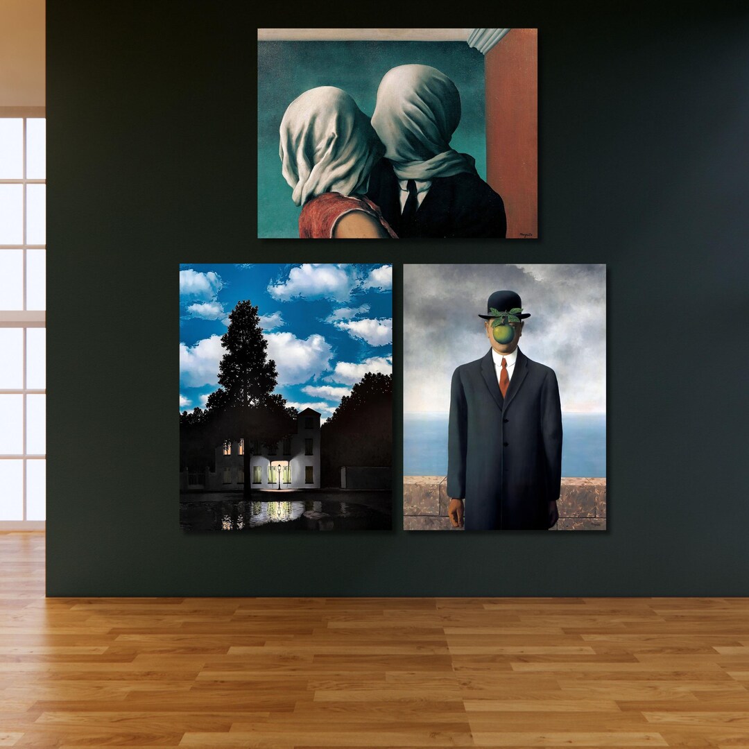 Set of 3 Rene Magritte Reproduction Canvas Wall Art Print,modern Wall ...