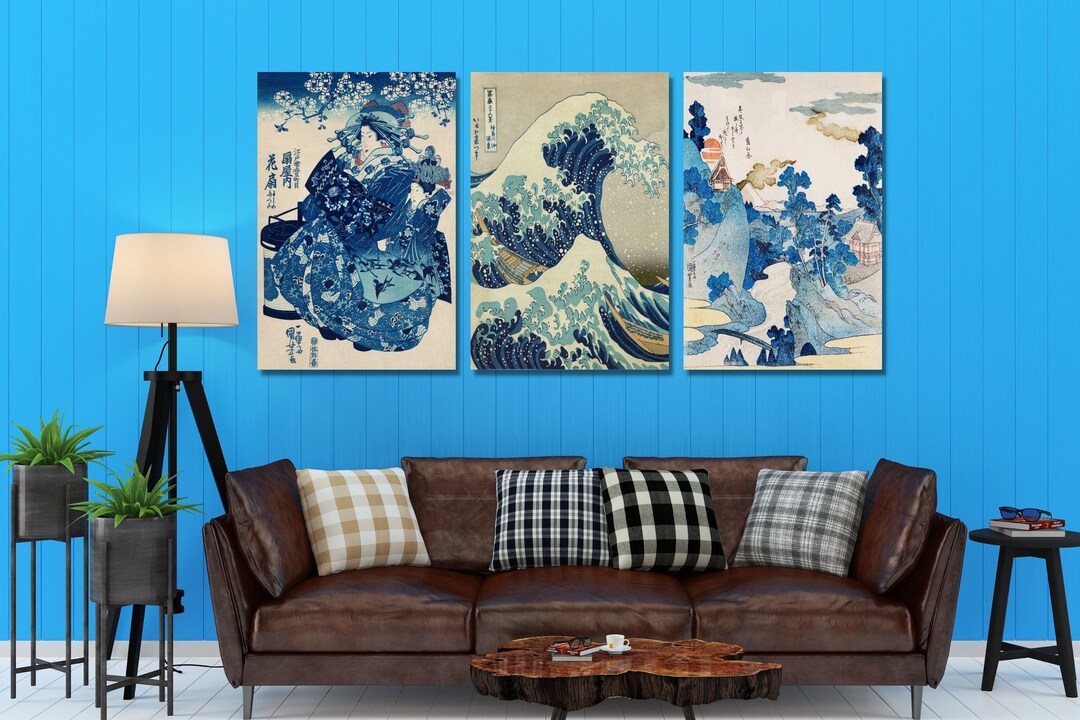 Set of 3 Japanese Canvas Wall Art Paintings Canvas,japanese Art Utagawa ...