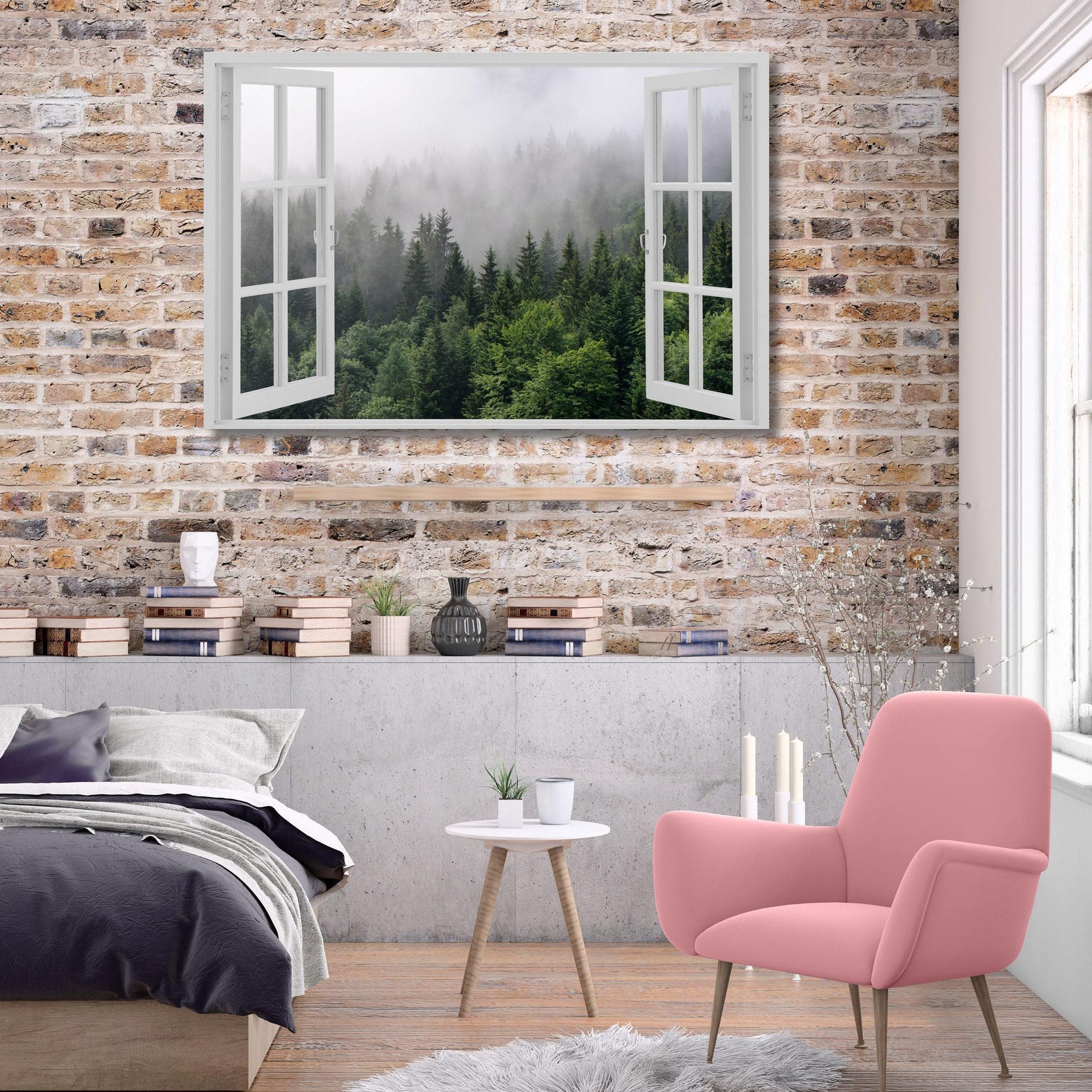 Window View Canvas Open Window Canvas Forest Wall Art Canvas Wall Art ...