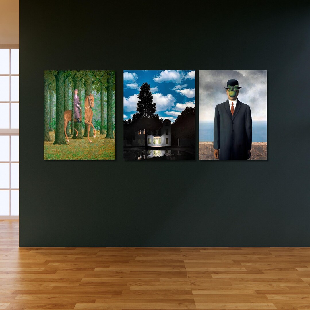 Set of 3 Rene Magritte Reproduction Canvas Wall Art Print,modern Wall ...