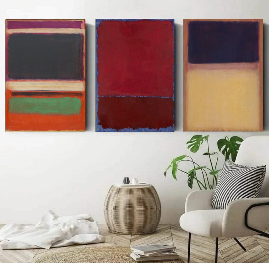 Set of 3 Mark Rothko Reproduction Museum Canvas Wall Art Print,modern ...