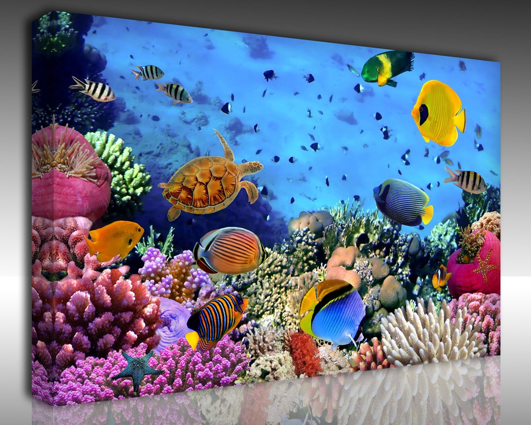 Aquarium Canvas Paintings Fishes Canvas Art Fish Canvas Print Ocean ...