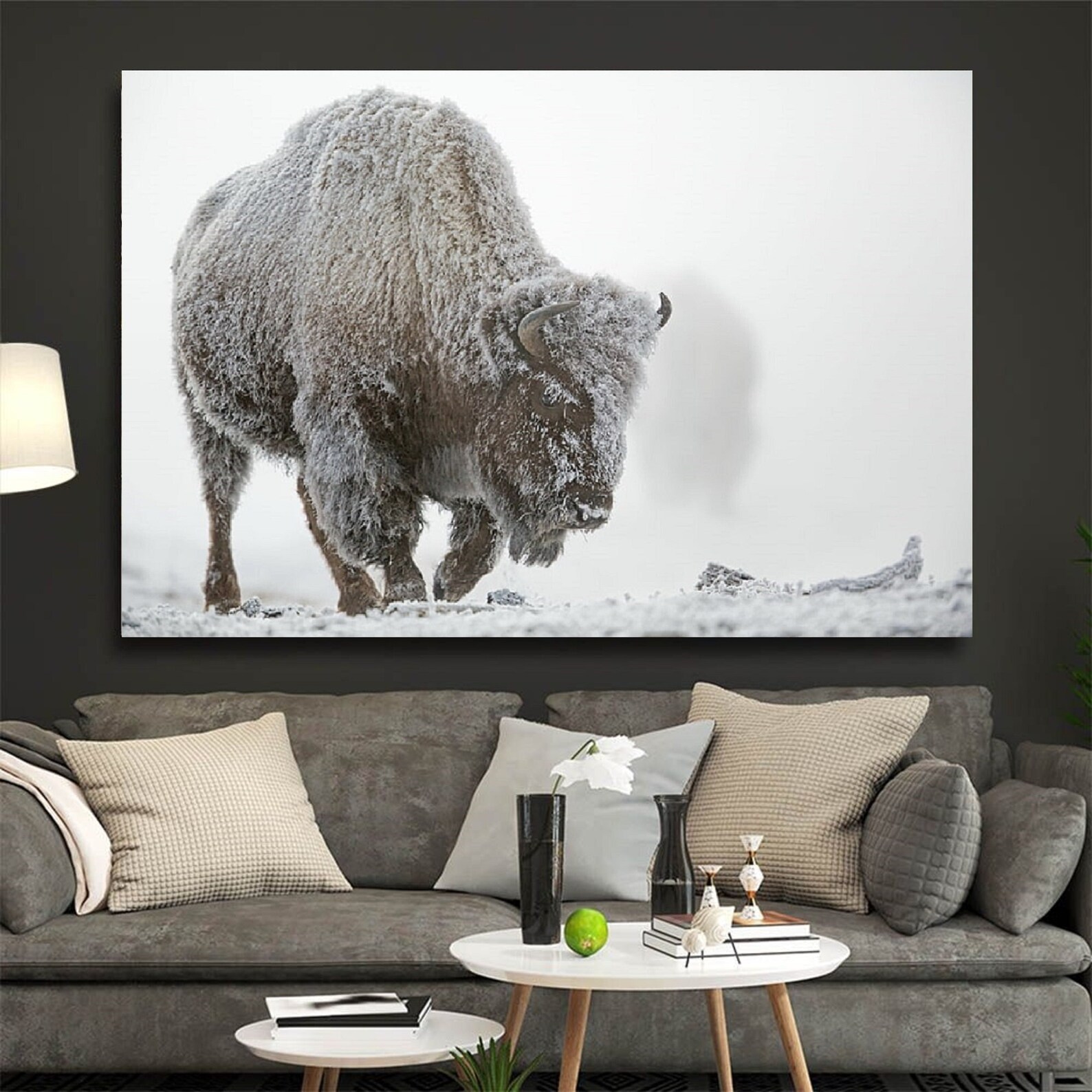 American Buffalo in Snow Original Pictures Art, Buffalo Wall Art ...