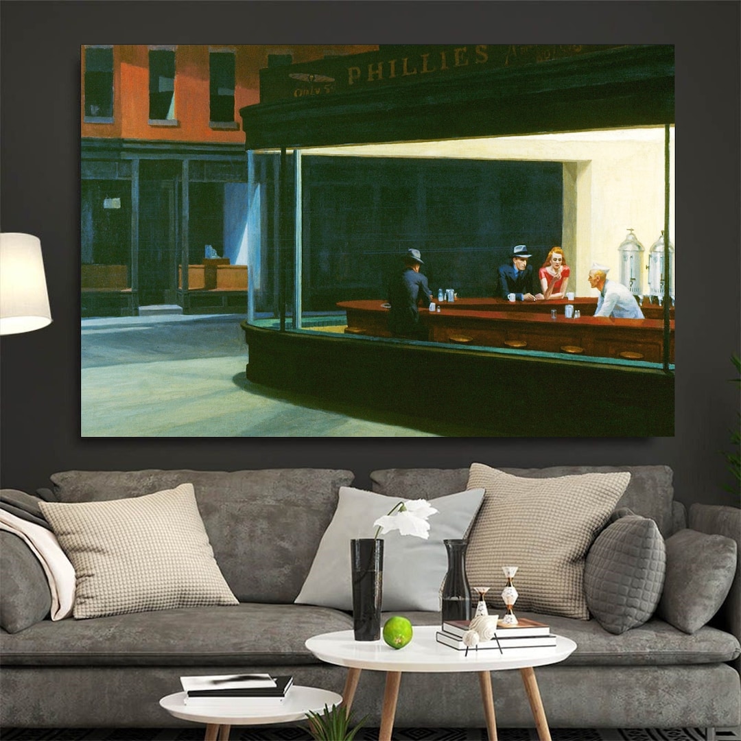 Edward Hopper Nighthawks Canvas Wall Art Edward Hopper Poster ...