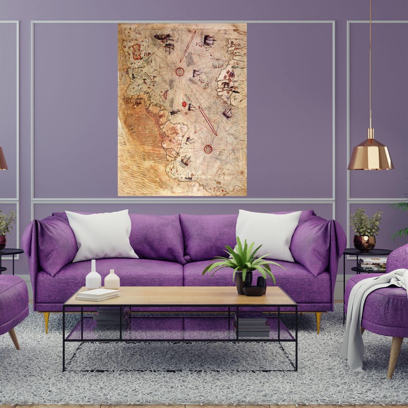 Piri Reis Map Canvas Wall Art Map Poster Vintage Map Art Piri Reis Art ...