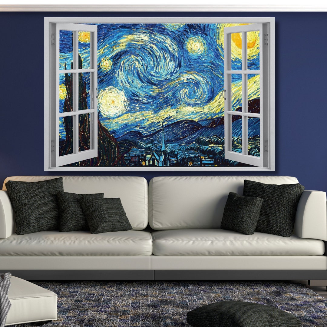 Window View Canvas Open Window Canvas A Night With Stars Van Gogh ...
