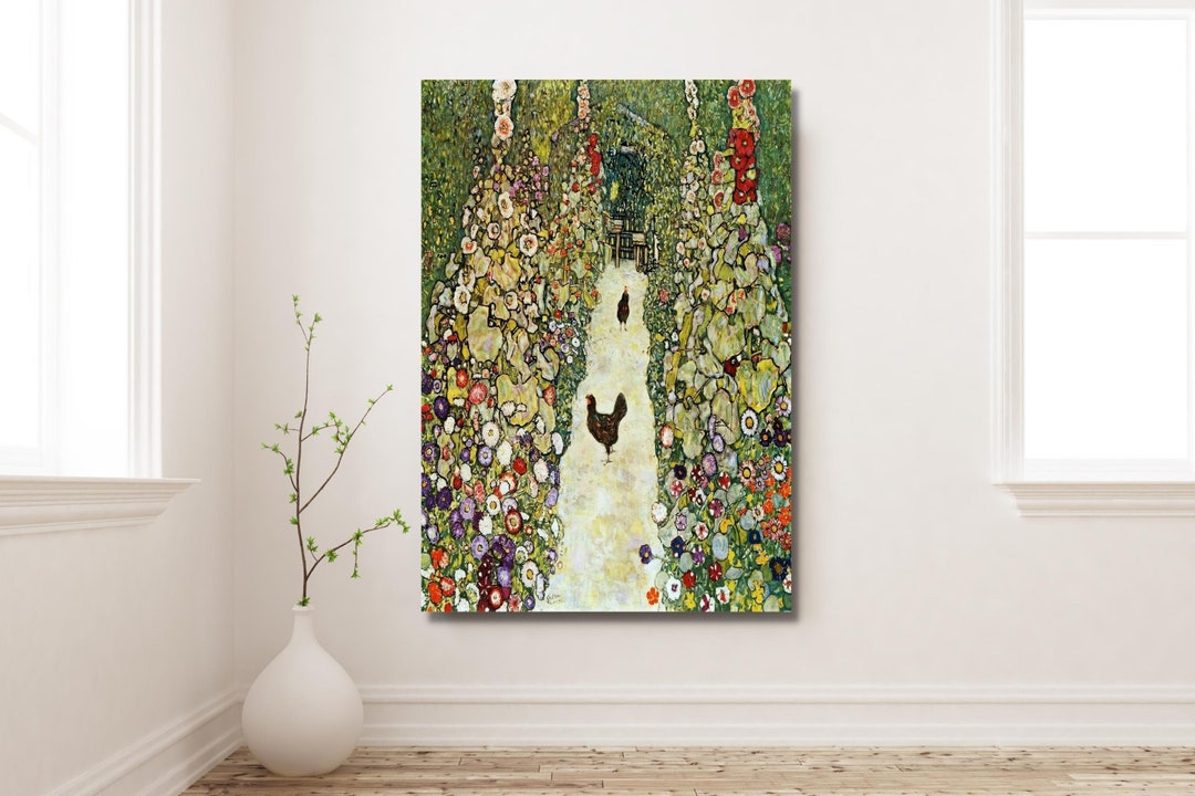 Gustav Klimt Garden Path With Hens CANVAS WALL ART Garden Path With ...