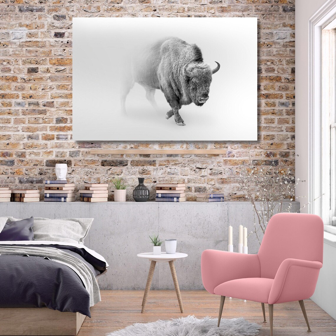 American Buffalo in Snow Original Pictures Art, Buffalo Wall Art ...