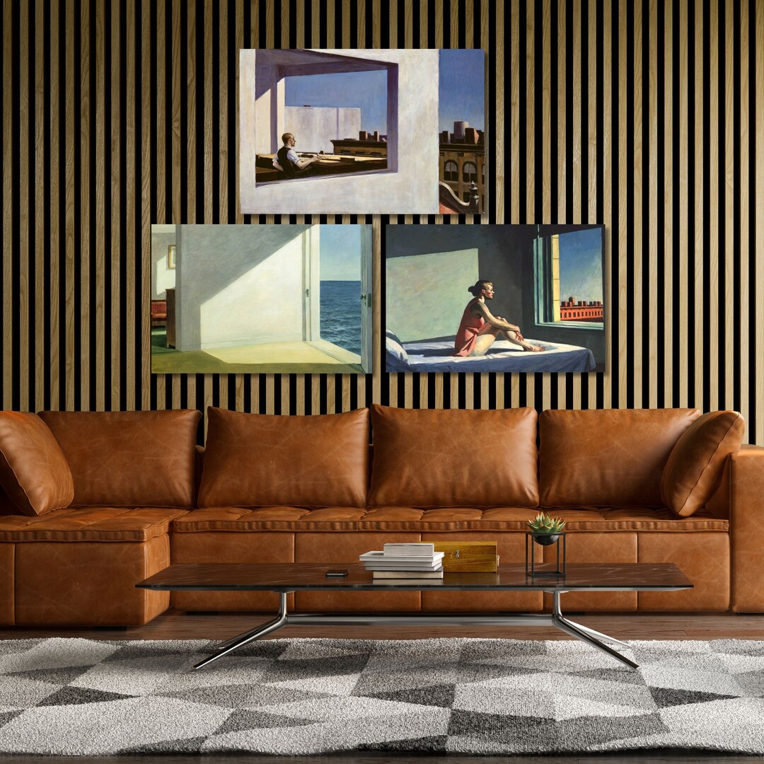 Set of 3 Edward Hopper Reproduction Canvas Wall Art Print,modern Wall ...