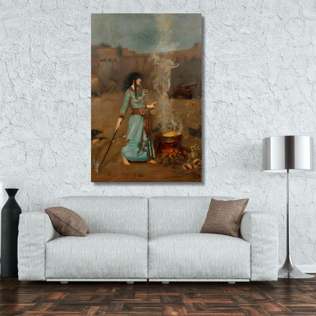 John William Waterhouse - the Magic Circle Canvas Wall Art, Pre ...