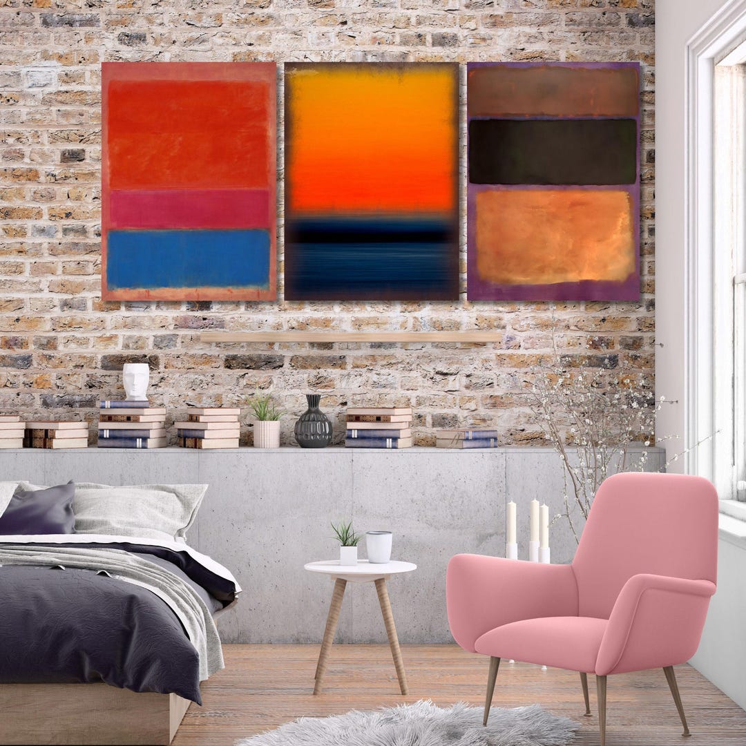 Set of 3 Extra Large Mark Rothko Reproduction Canvas Wall Art Print ...