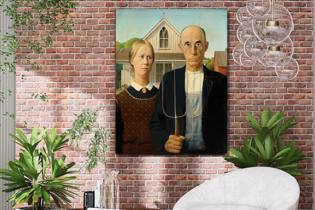 Grant Wood American Gothic 1930 Canvas Wall Art,exhibition Poster,grant ...