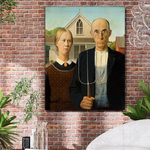 Grant Wood American Gothic 1930 Canvas Wall Art,exhibition Poster,grant ...