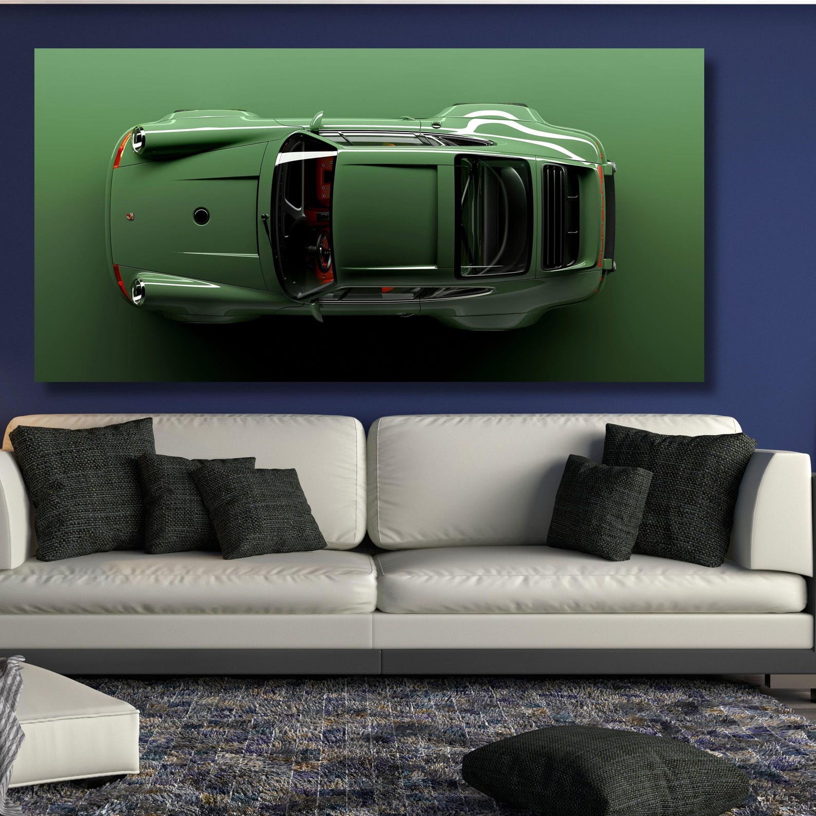 Green Porsche 911 Carrera Canvas Wall Art,porsche Wall Art,living Room ...
