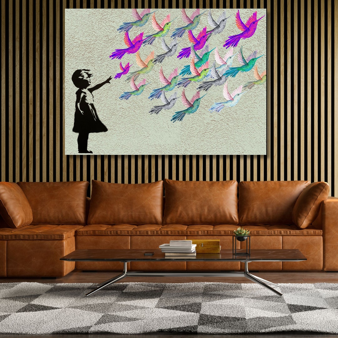 Birds Girl Canvas Wall Art Banksy Canvas Wall Art,graffiti Art,banksy ...