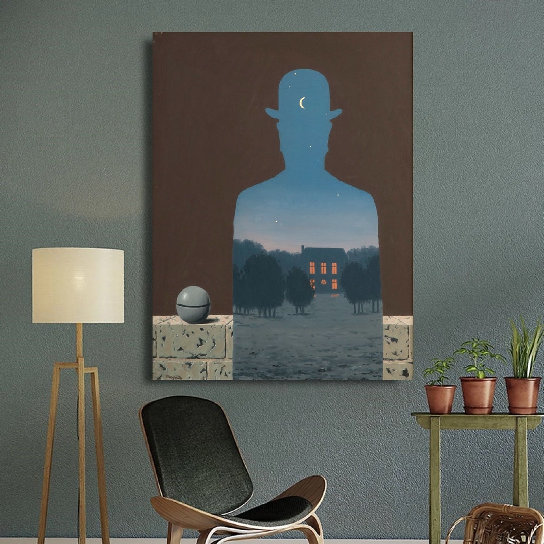 Rene Magritte Canvas Wall Art Mirror Face Moon House Face Rene ...