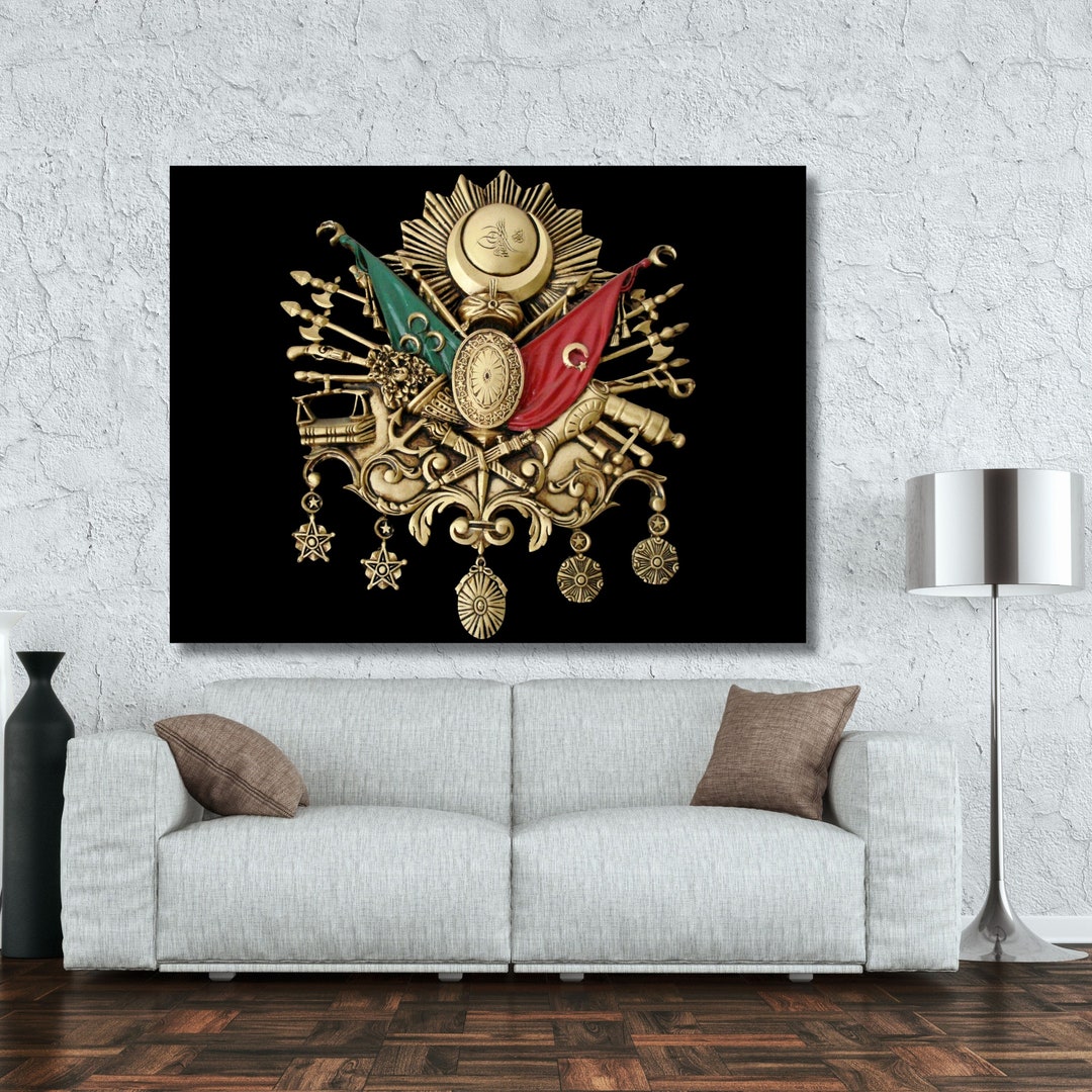 Ottoman Monogram Canvas Wall Art Painting,crescent and Star,canvas ...