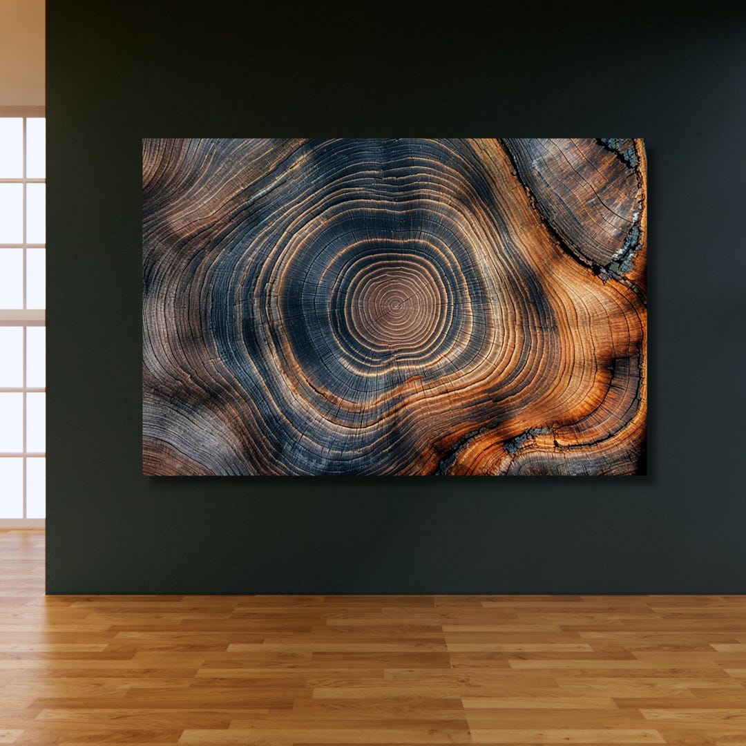 Tree Ring Canvas Wall Art, Abstract Colorful Tree Ring Wall Decor ...