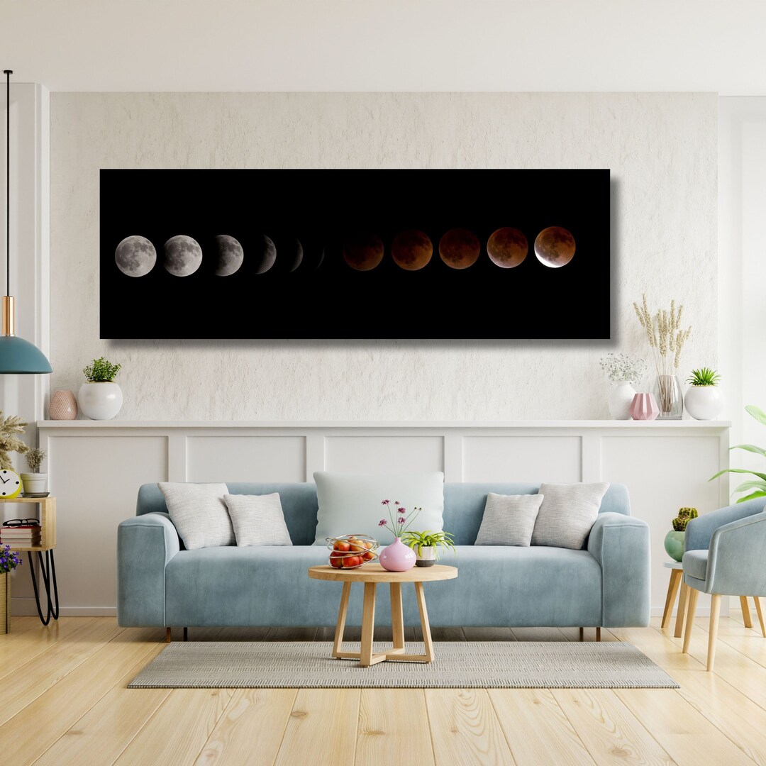 Moon Canvas Wall Art Moon Phases Canvas, Lunar Eclipse Canvas Art, Moon ...